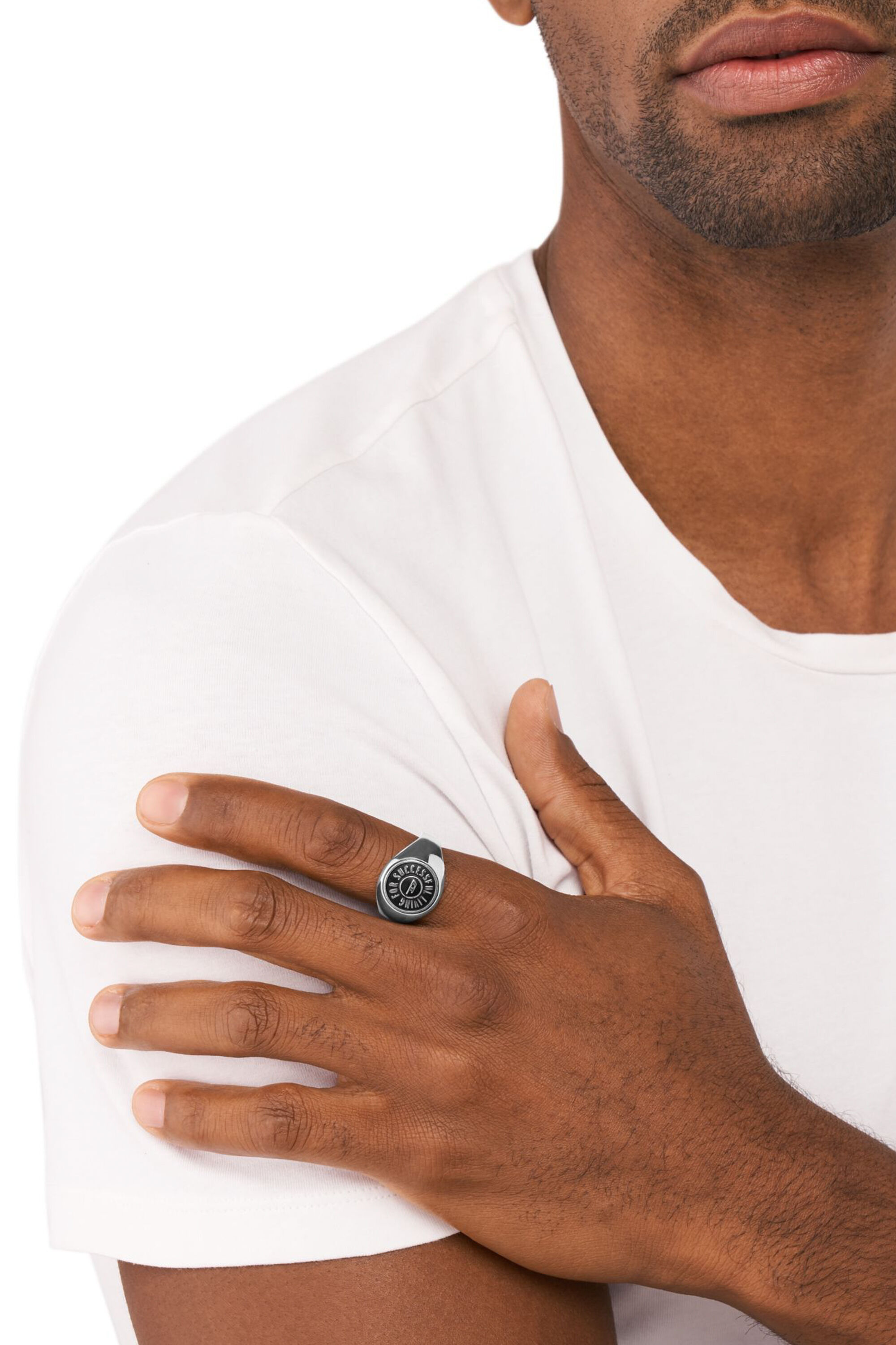 Men's Stainless steel signet ring | Silver | Diesel Men's Stainless steel signet ring | Silver | Diesel